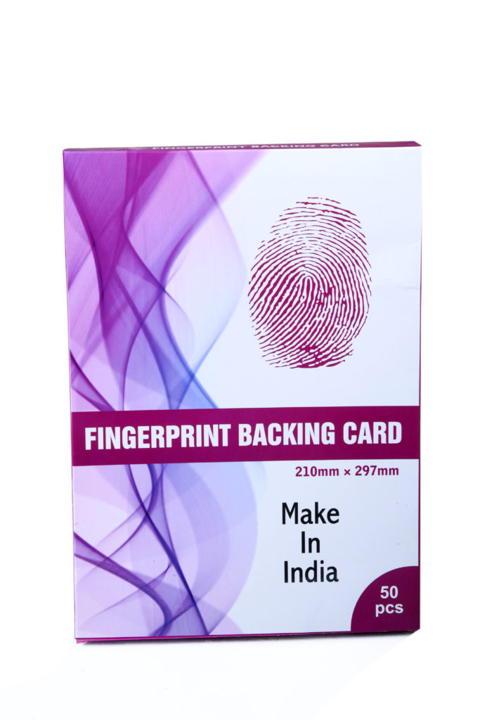 Fingerprint Backing card White Jombo, Delhi, Shimla, Chandigarh